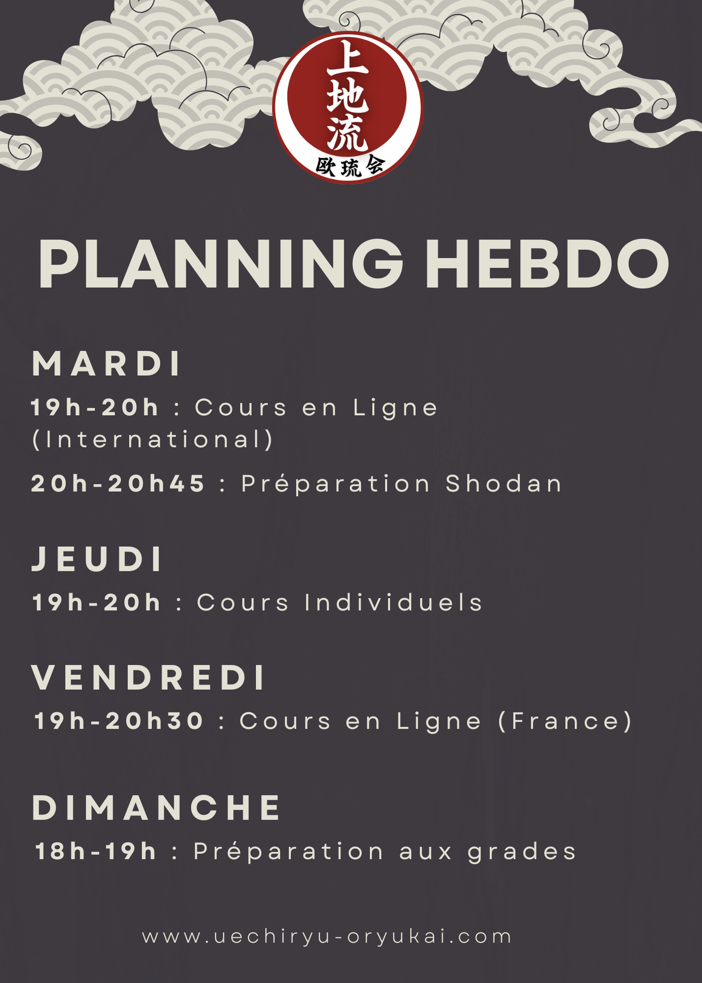 PLANNING DES COURS - Uechi-Ryu Karate-Do Oryukai